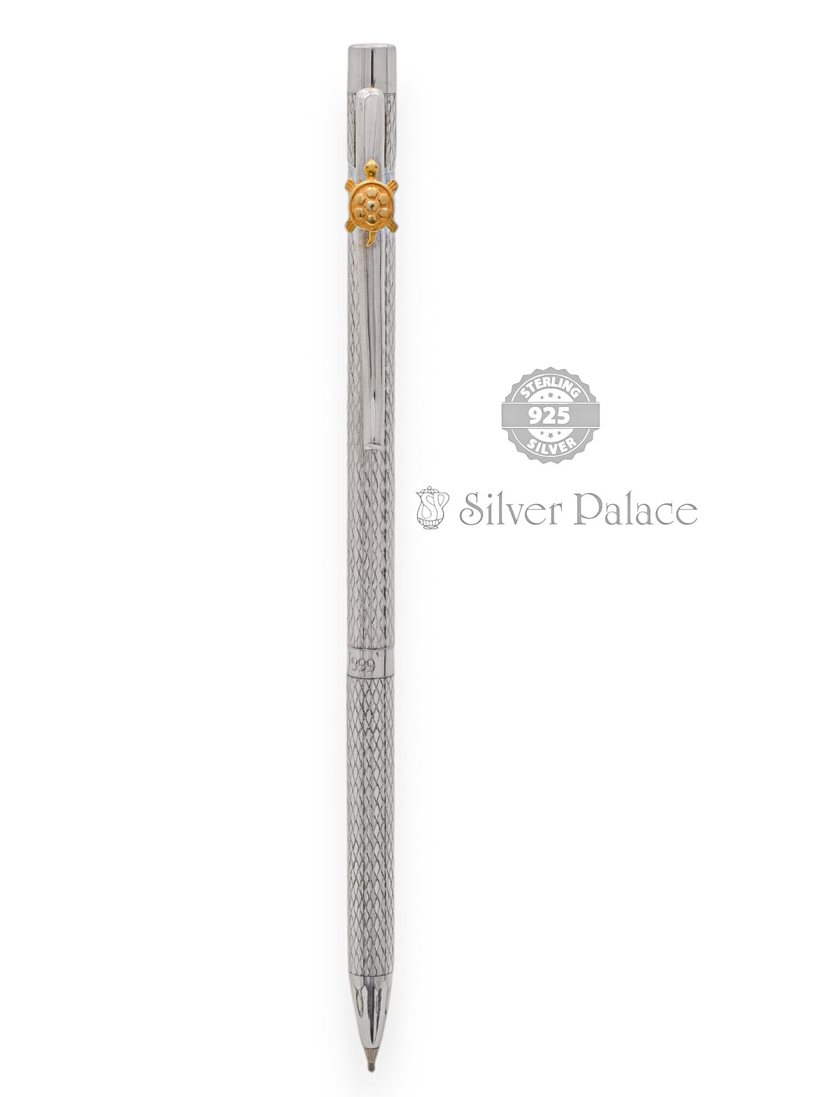 92.5 Pure Silver Ballpoint Pen With Tortoise Logo Writing Instrument ...
