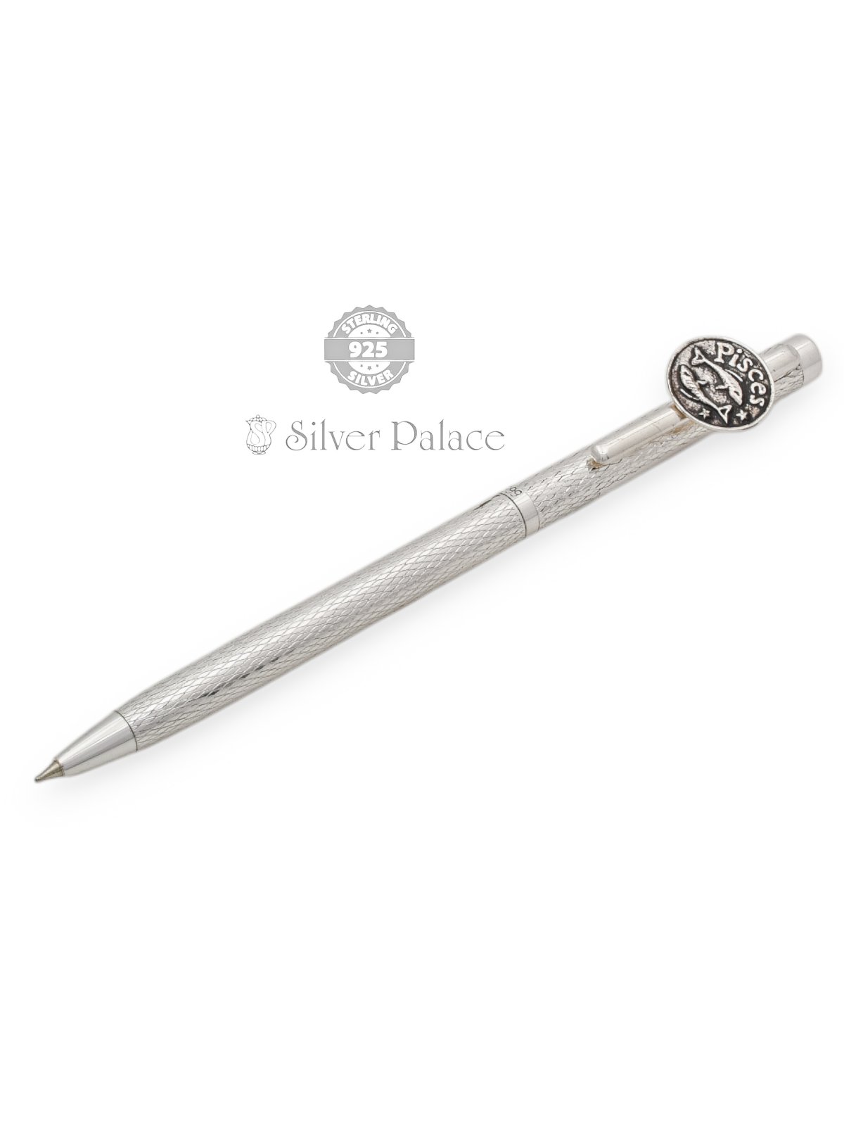 92.5 Pure Silver Ballpoint Pen With Pisces Design Writing Instrument ...