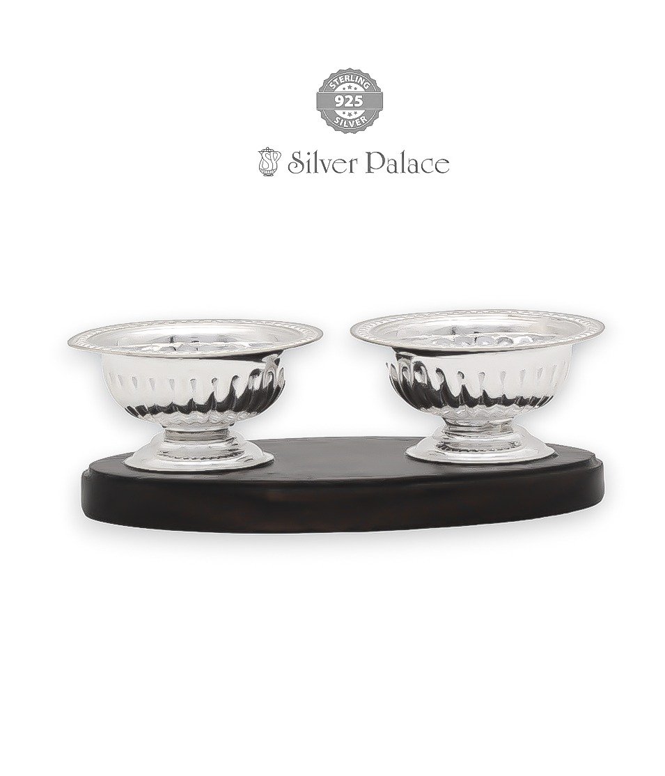 925 Silver 2 In 1 Kottu Kinnam On Wooden Base - Silver Palace