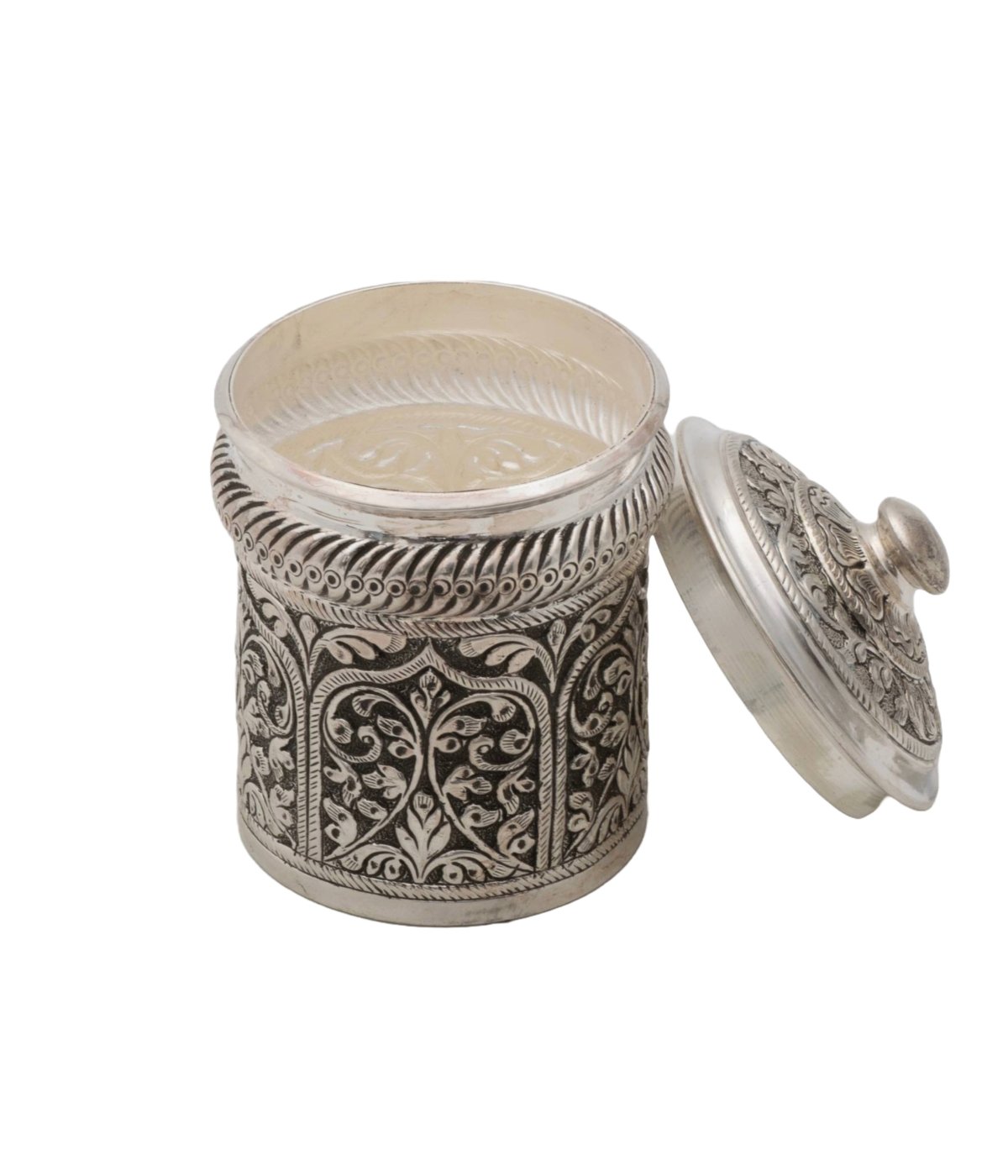 92.5 Oxidised Silver Cylindrical Storage Box – Elegant Silver Storage ...