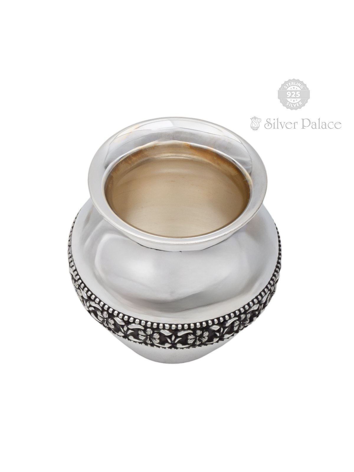 925 Oxidized Silver Chombu With Intricate Floral Design - Silver Palace