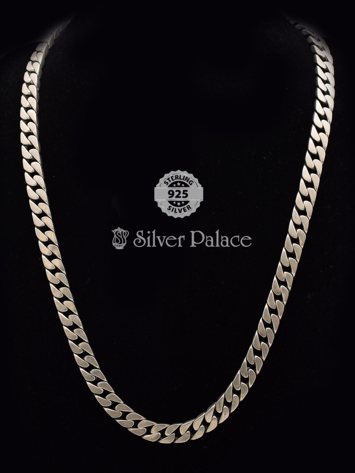 925 Sterling Silver Greek Key Chain Maan Collection - Silver Palace