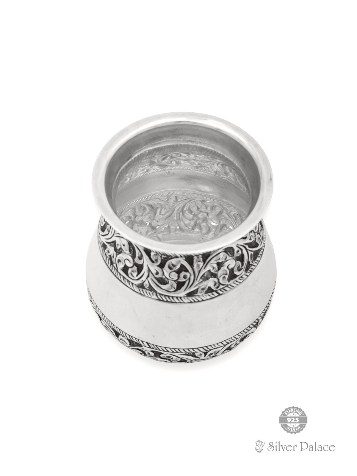 925 Oxidised Silver Floral Design Sombu For Giftings - Silver Palace
