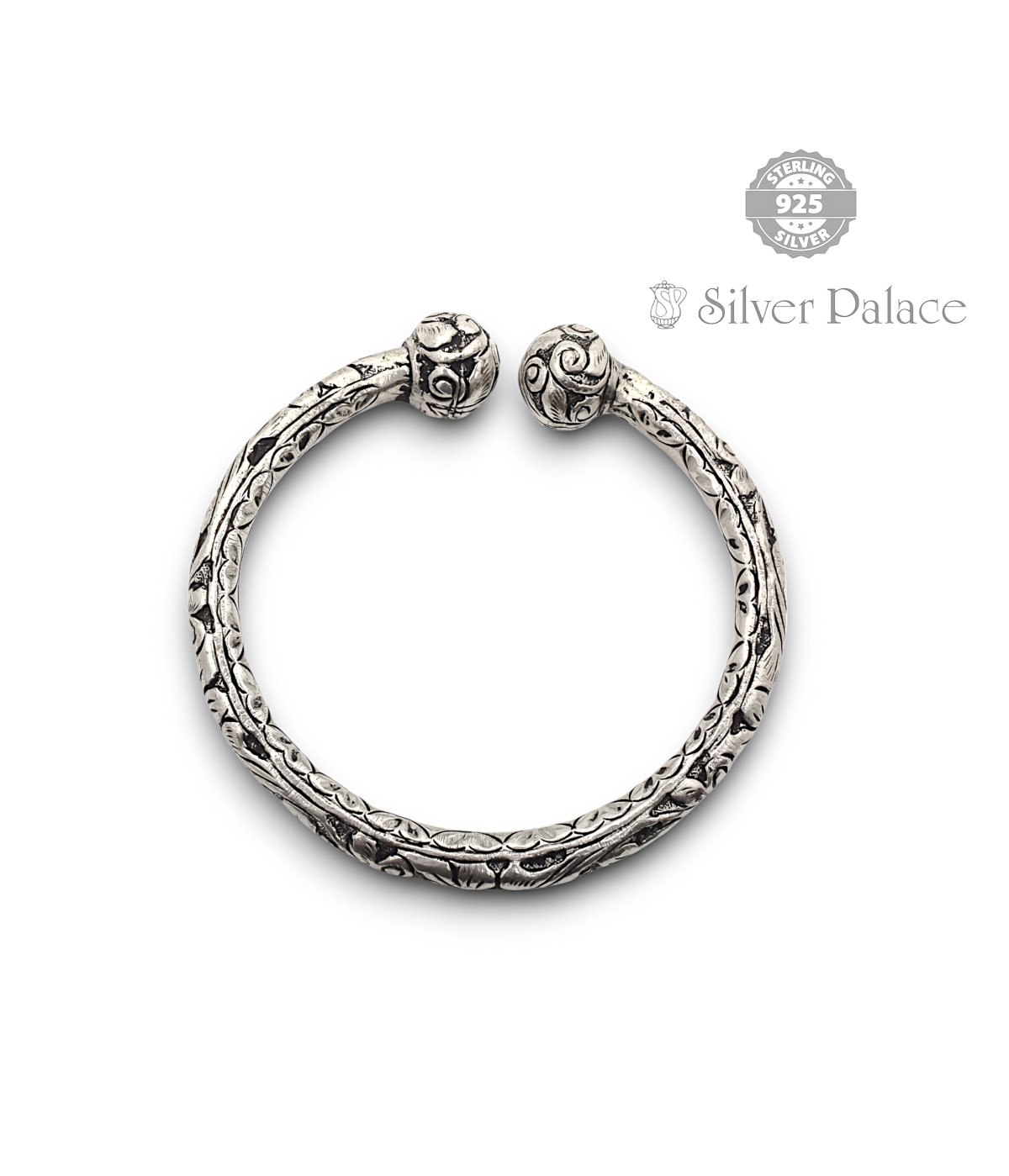 925. Oxidized Silver Antic Finish Designer Punjabi Kada In Silver ...