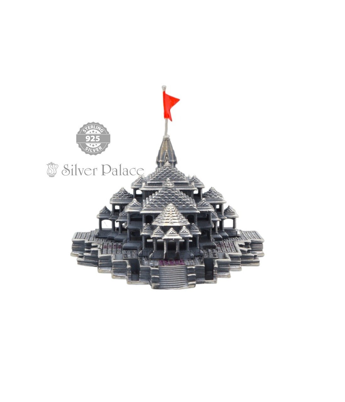 925 Sterling Silver Ram Mandir Rama Temple For Home Decor - Silver Palace