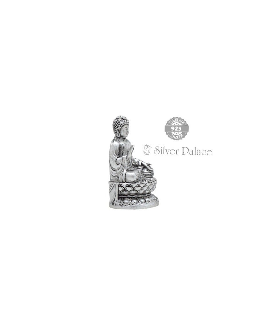 92.5 Pure Silver Buddha Statue - Divine Peace & Enlightenment For Pooja ...