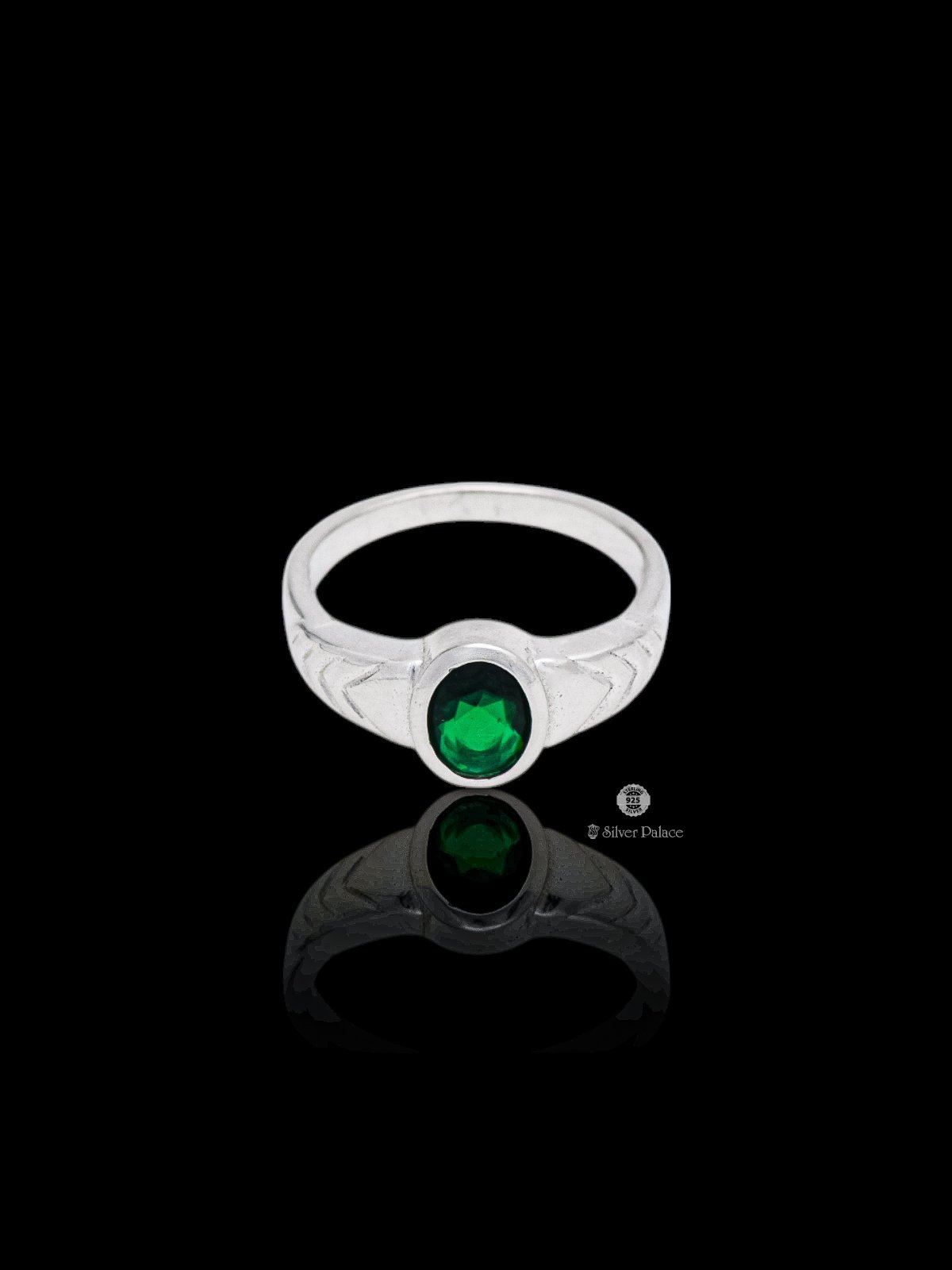 925 Sterling Silver Aarow Line With Green Stone Rashi Ring For Unisex ...