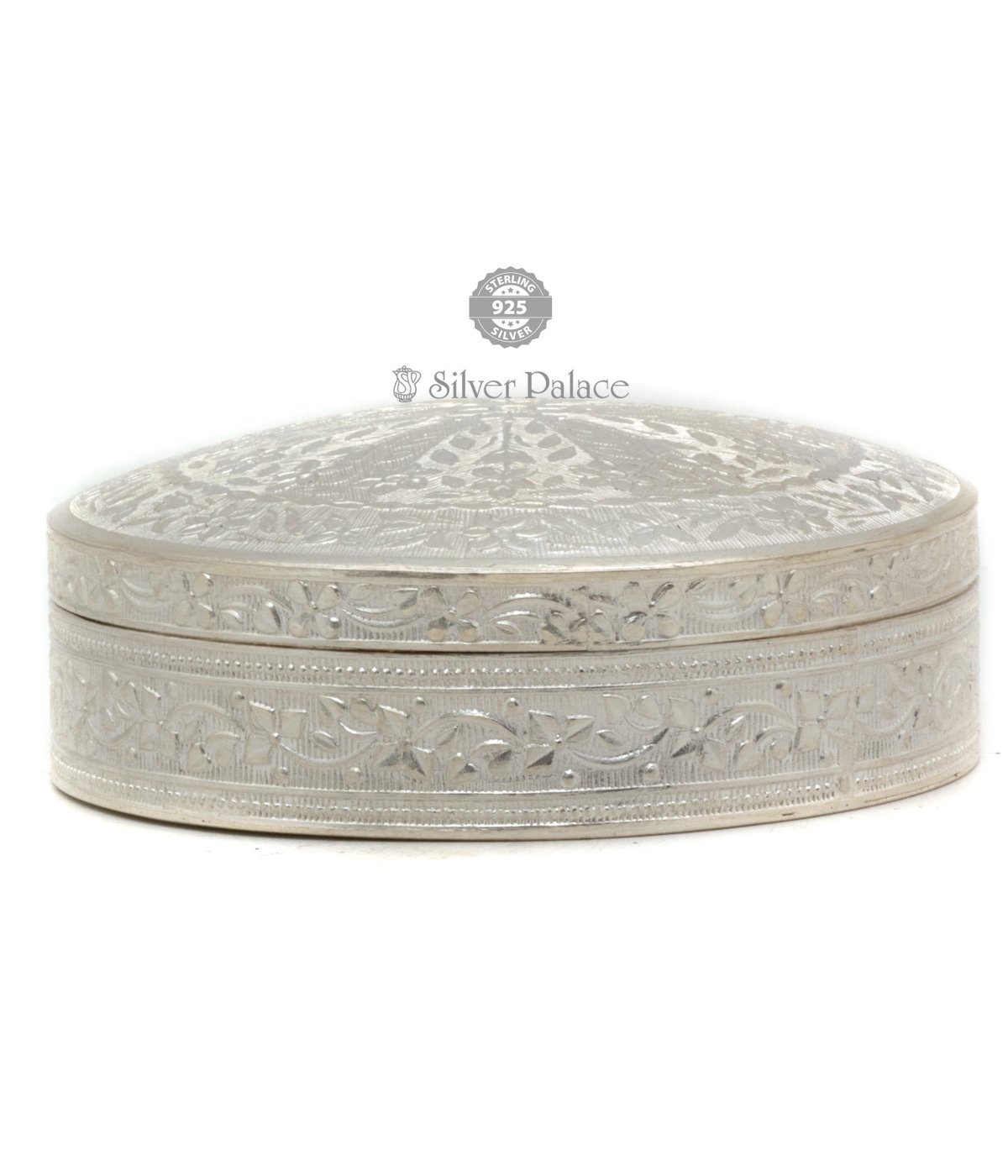 925 Sterling Silver Vintage Royal Design Handmade Round Powder Box For ...