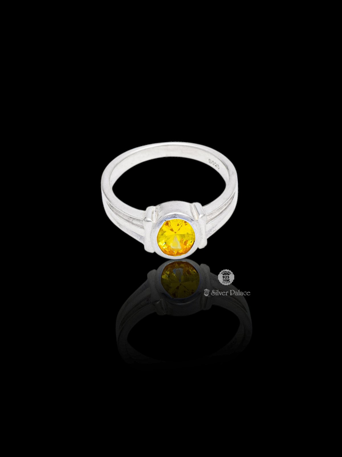 925 Sterling Silver Oval Shape Yellow Stone Rashi Ring For Men And ...
