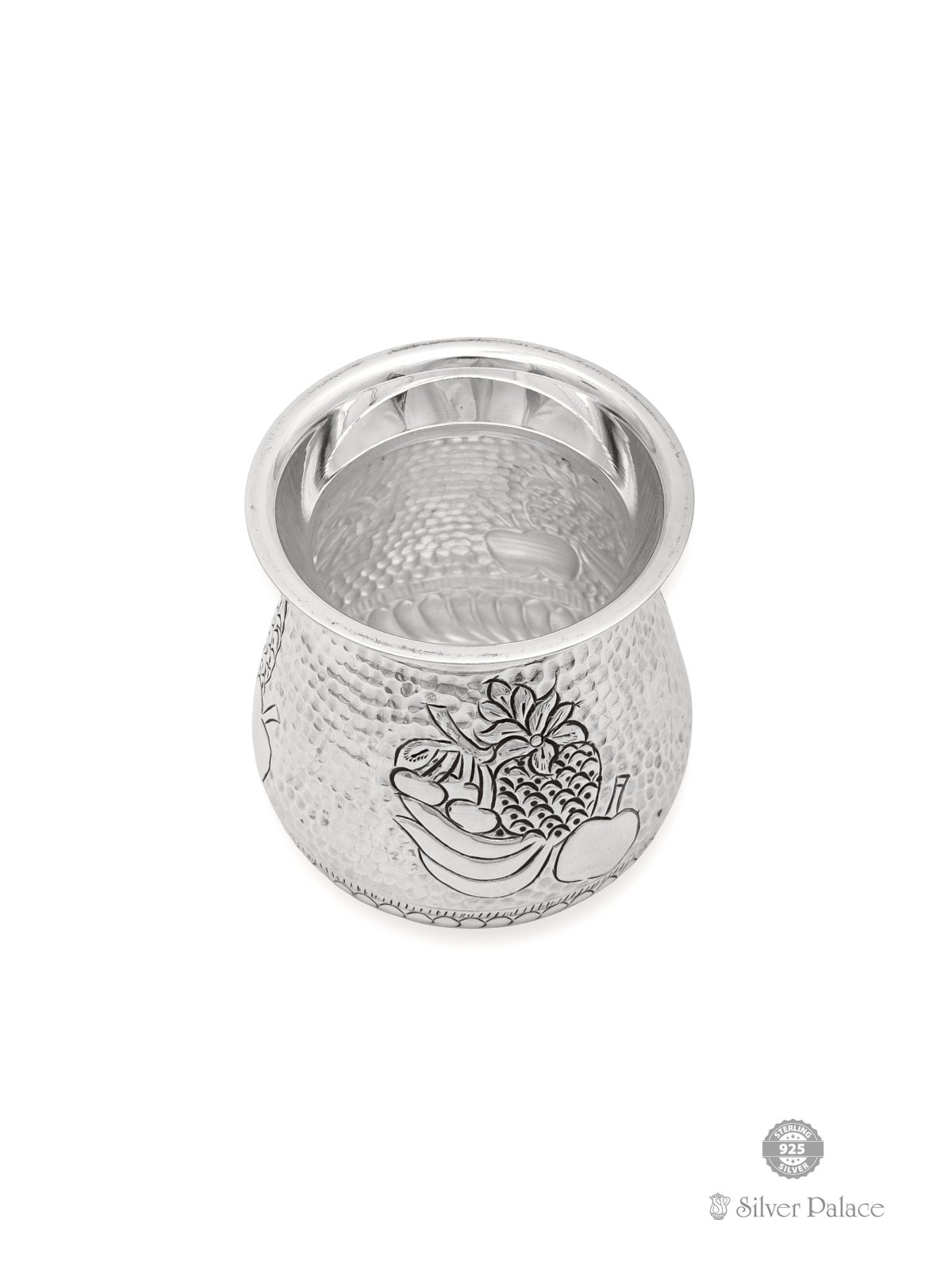 925 Silver Fruits Engraved Sombu For Daily Use - Silver Palace