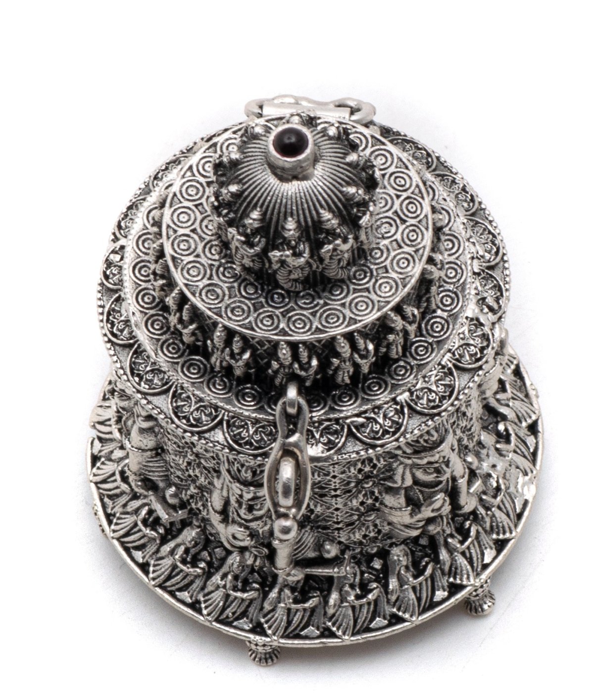 Antic Finish Handcrafted Baby Krishna Kumkum Box In Pure Silver ...