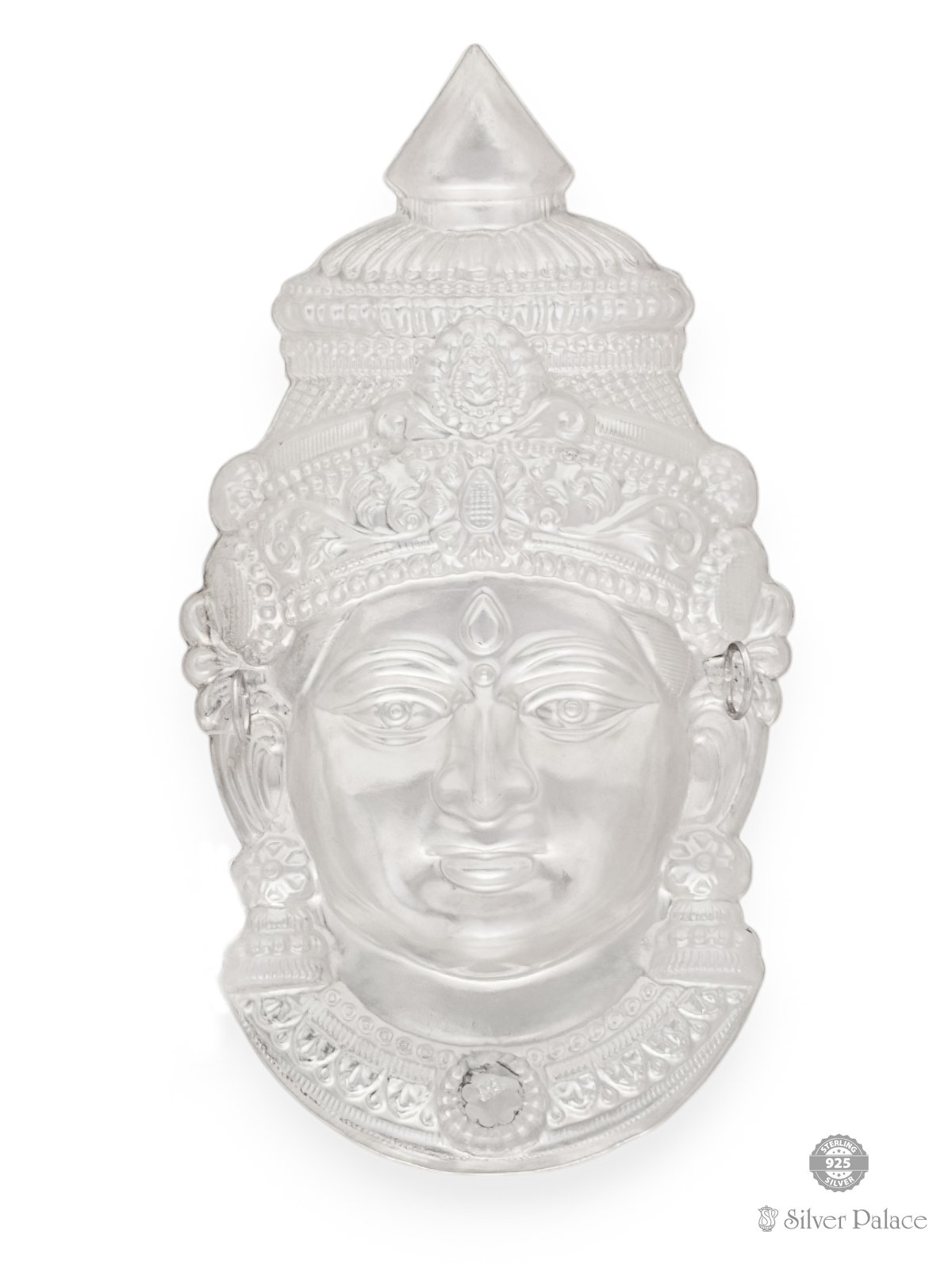 925 Pure Silver Enamel Amman Face For Pooja Purpose - Silver Palace