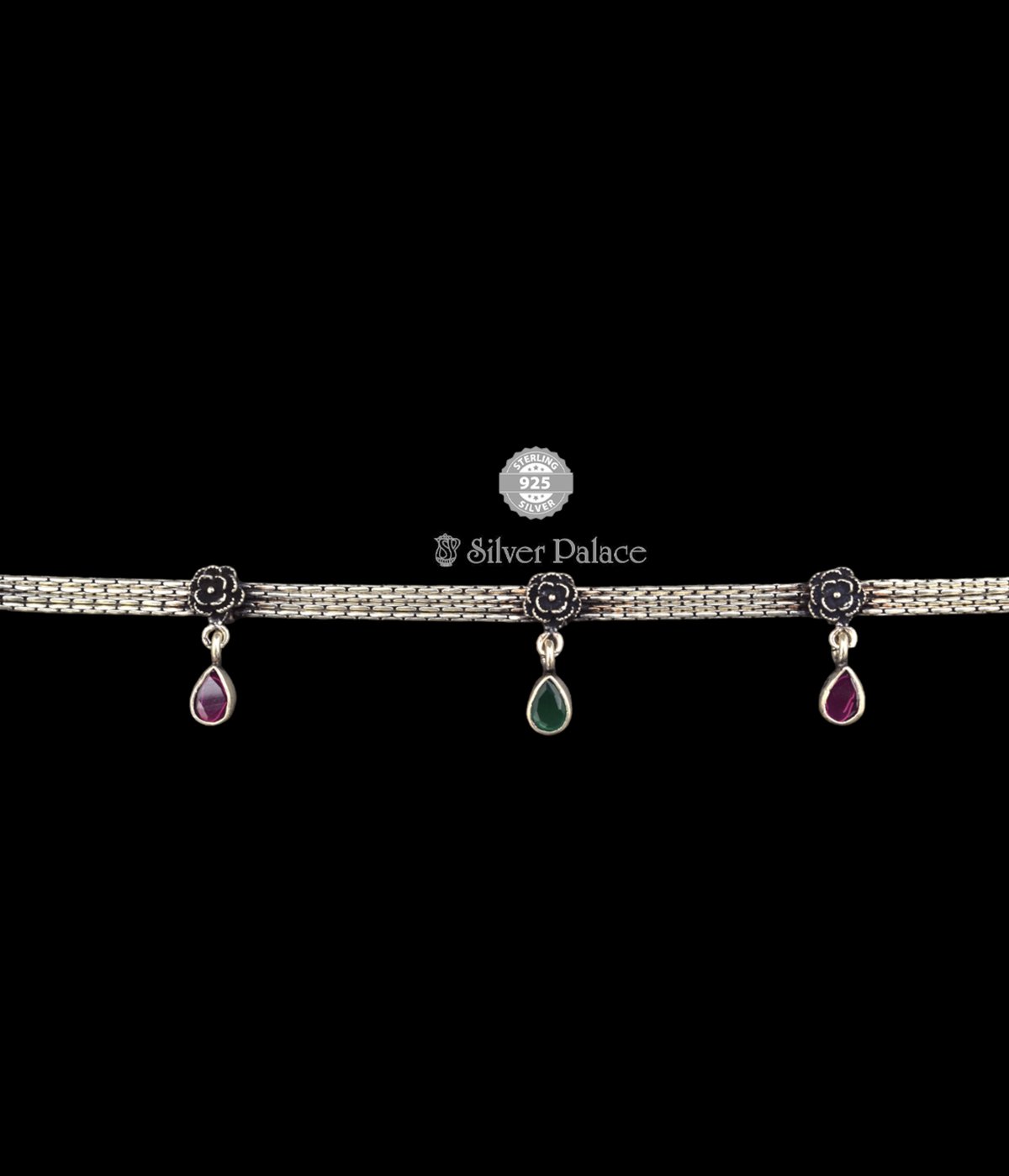 925 Silver Neeth Collections Fancy Anklets For Girls - Silver Palace