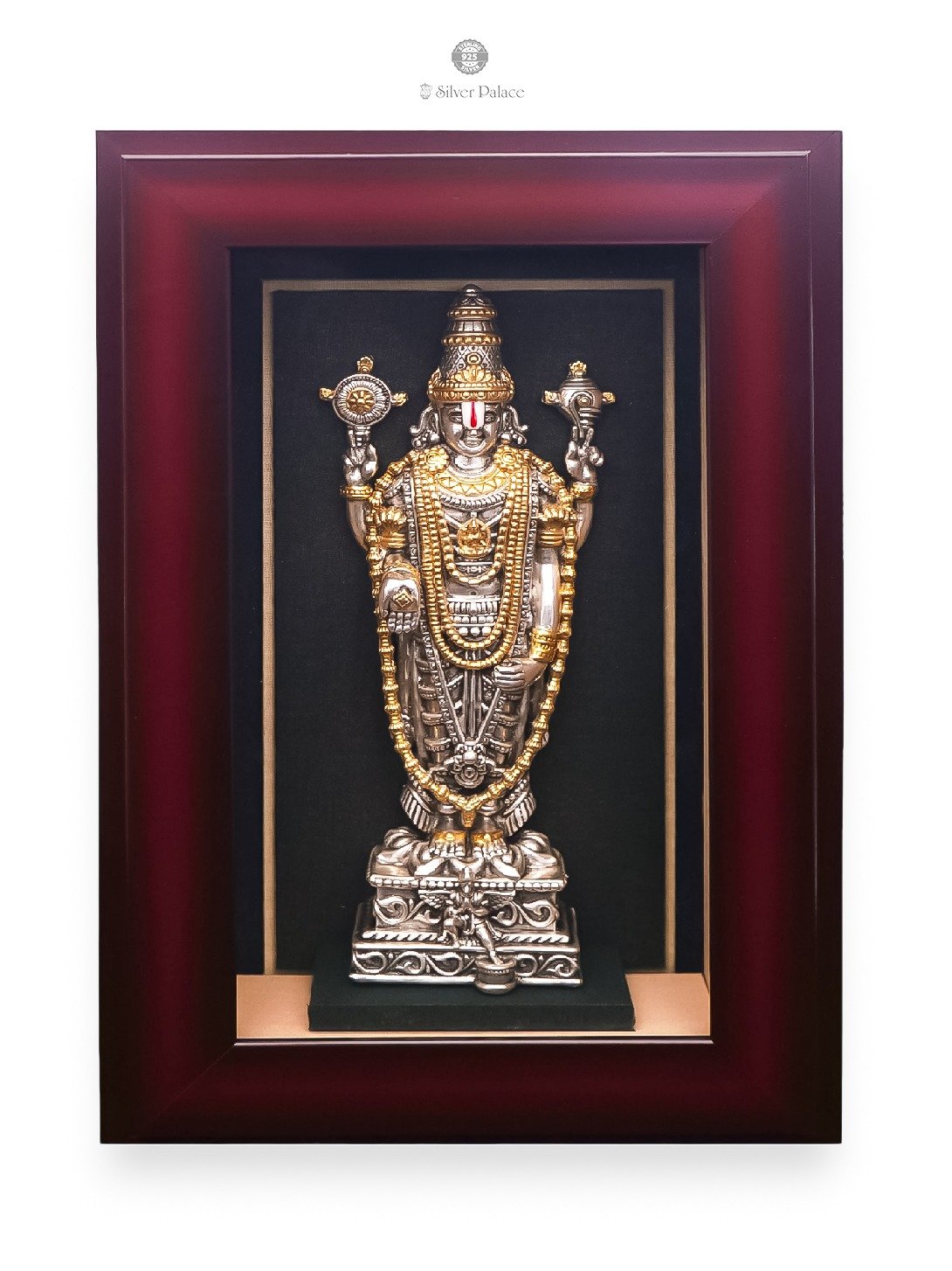 925 Sterling Silver Gold Polished Tirupati Balaji Idol Photo Frame ...