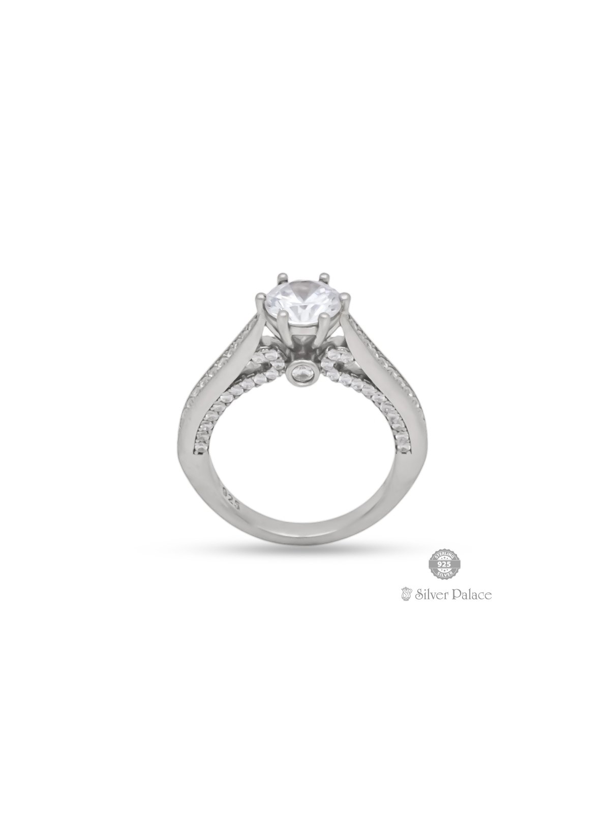 925 Sterling Silver White Stone Ring For Girls Puya Collection - Silver ...