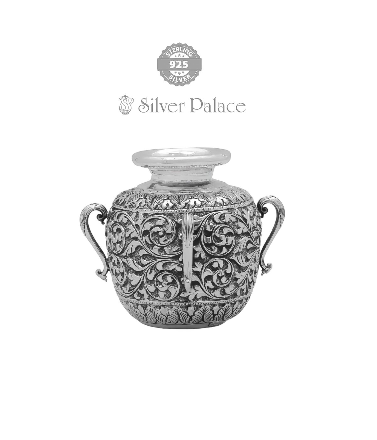 925 Oxidised Silver Chombu With Handle For Multi Purpose - Silver Palace