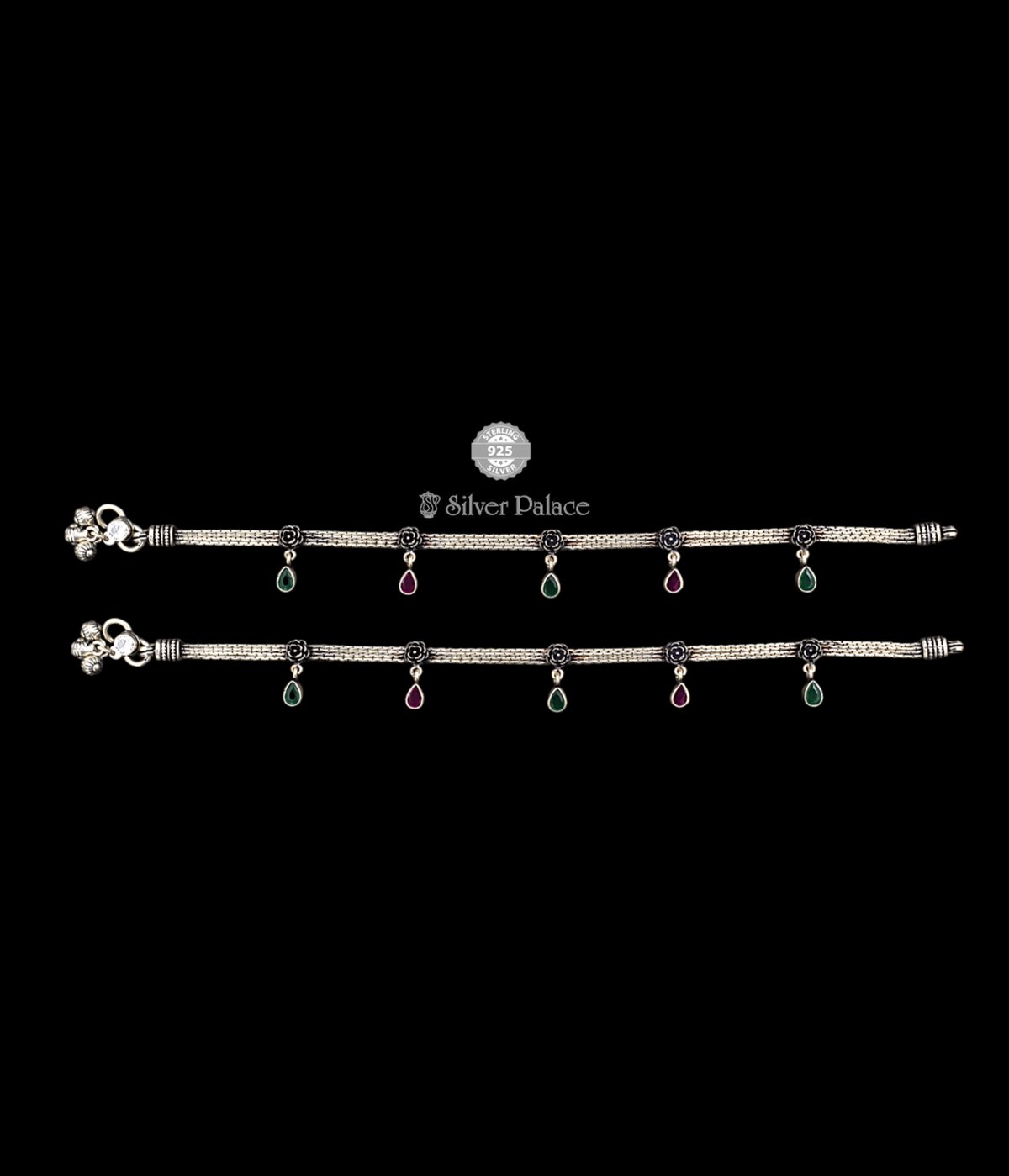 925 Silver Neeth Collections Fancy Anklets For Girls - Silver Palace