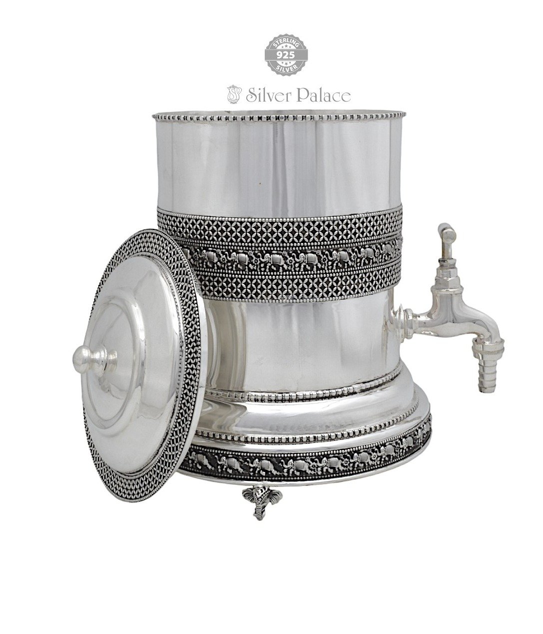 Oxidised Silver Locking Water Tank For Home Decor - Silver Palace