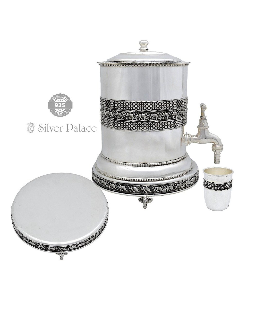 Oxidised Silver Locking Water Tank For Home Decor - Silver Palace