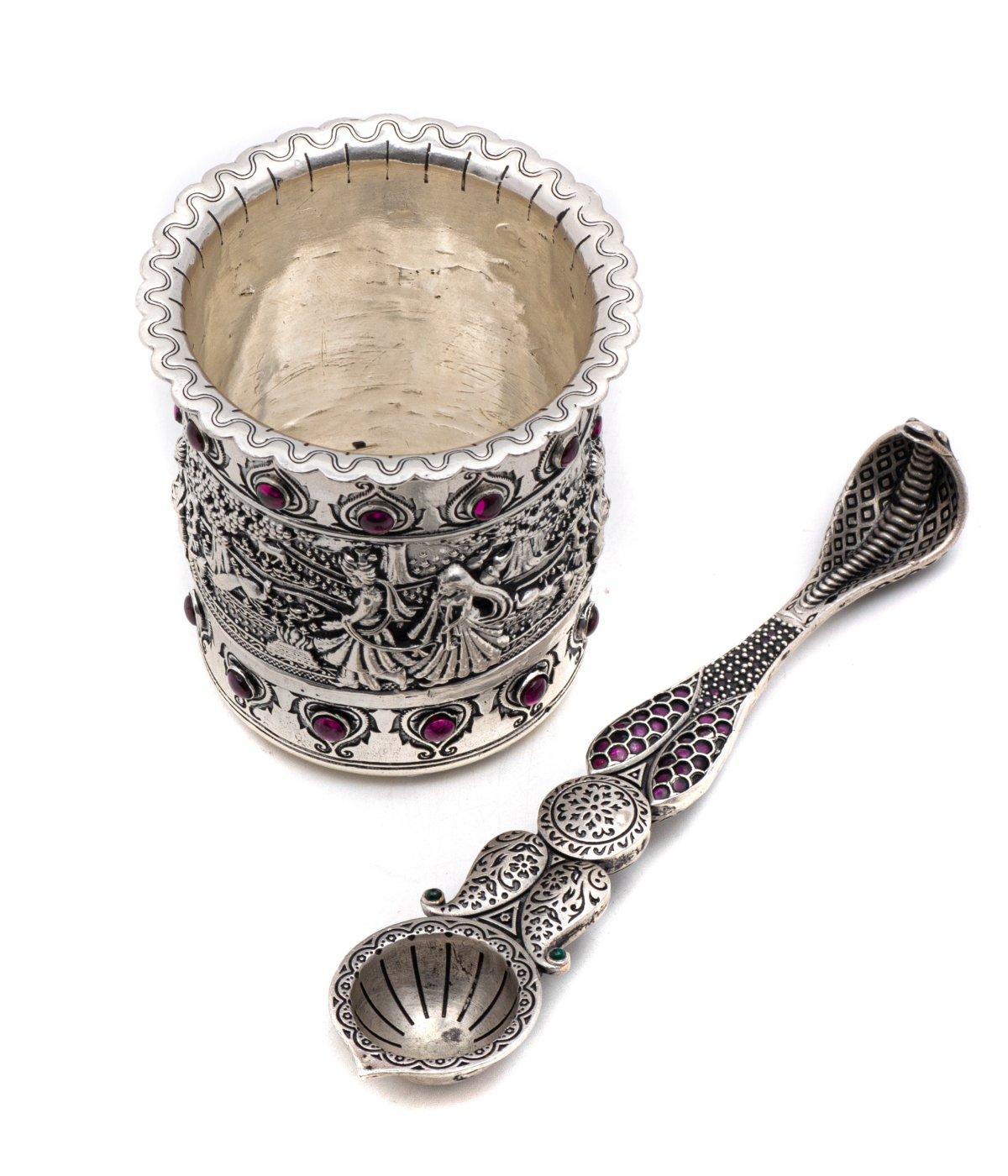 Silver Panchapatram Set 92.5 Silver For All Pooja Purpose - Silver Palace