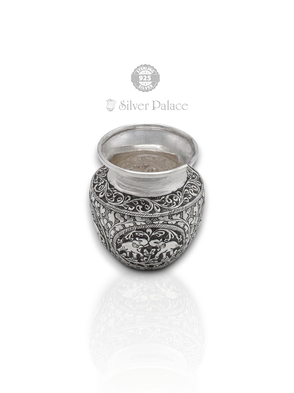 925 Oxidised Silver Elephant Design Chombu - Silver Palace