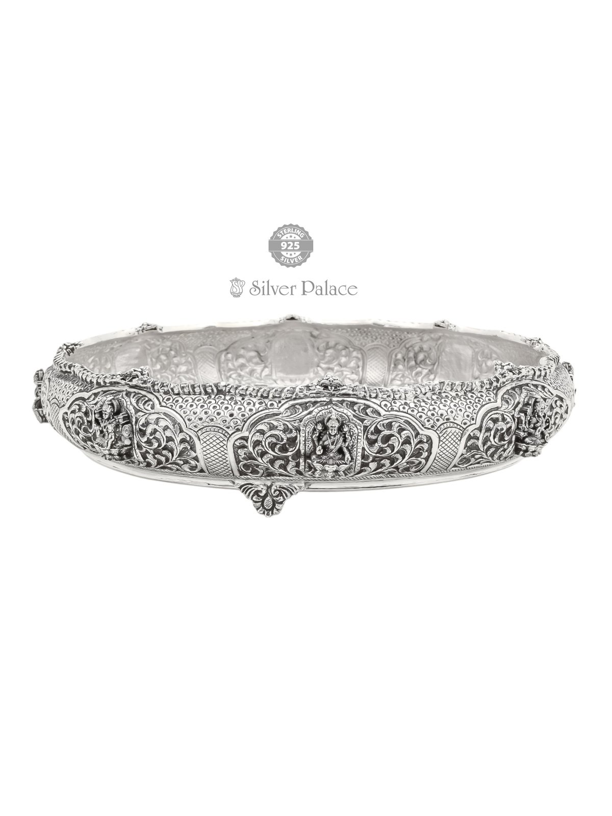 925 Oxidised Silver Astalakshmi Motifs Wedding Gift Plate - Silver Palace