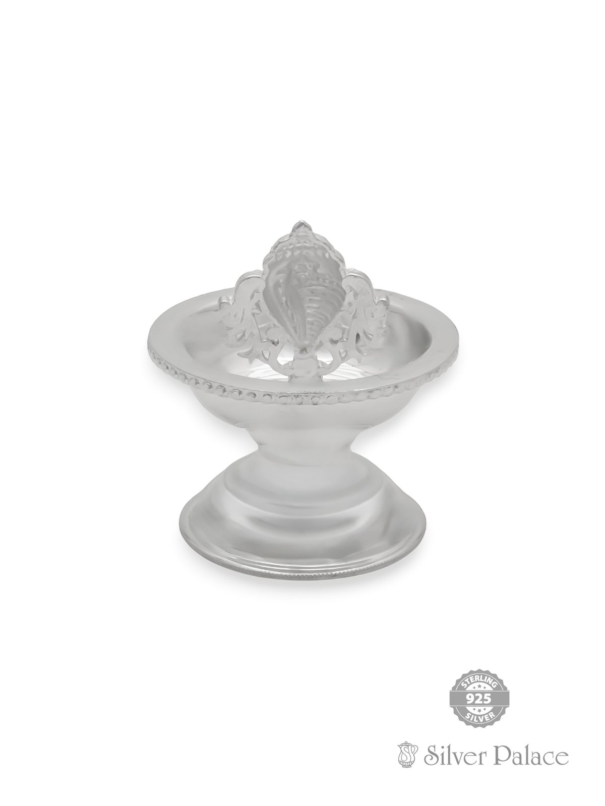 925 Sterling Silver Sangu Sakkaram Lamp For Pooja Room - Silver Palace