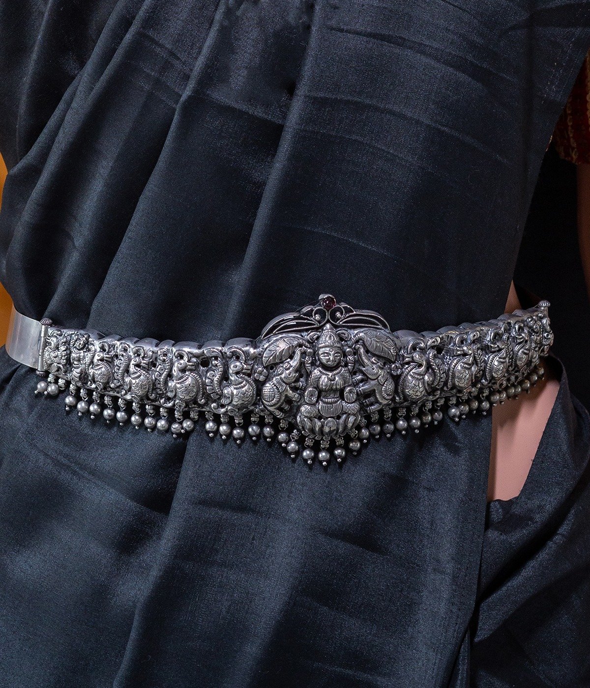 Oxidised Silver Traditional Design Kamar Band - Silver Palace