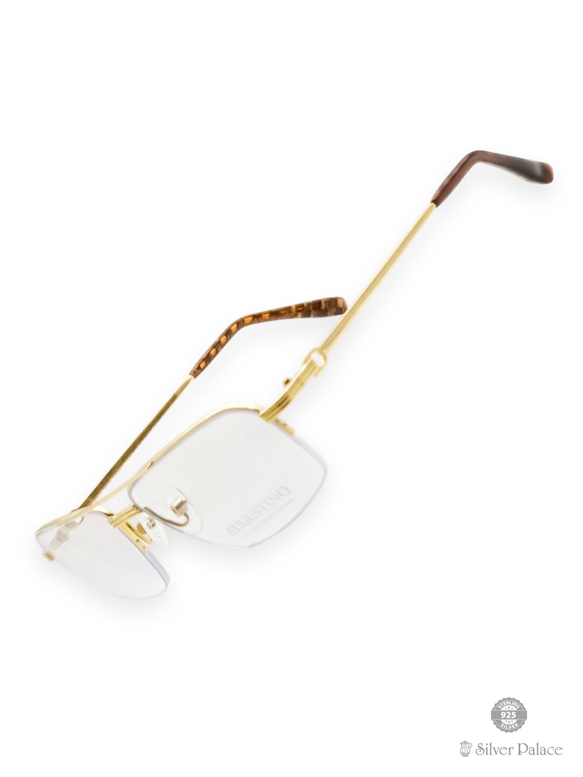 916 Pure Gold Unisex Eye Glass With Wood Style Temple - Silver Palace