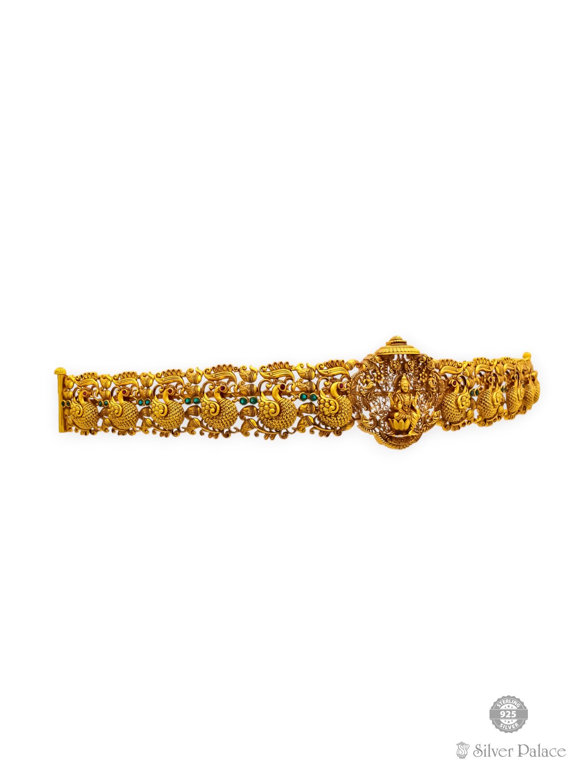 925 Silver Gold Polished Lakshmi With Swan Design Ottiyanam For Women ...