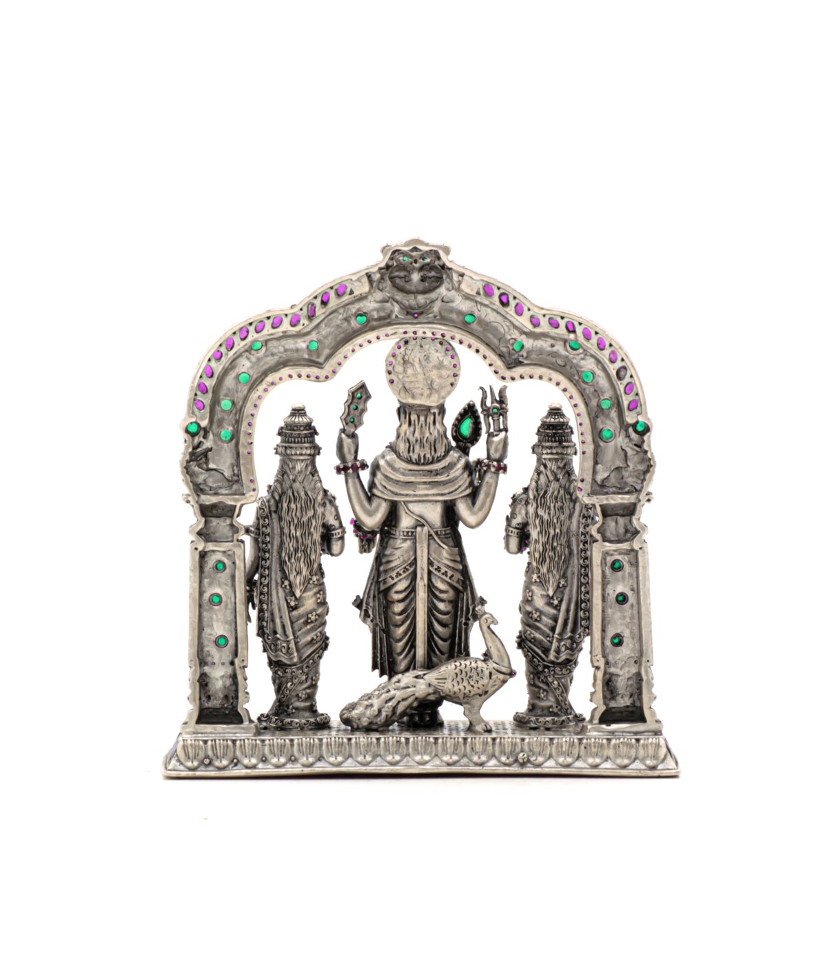 Antic Finish 925 Silver Murugan And Valli Deivanai Idol With Ruby ...
