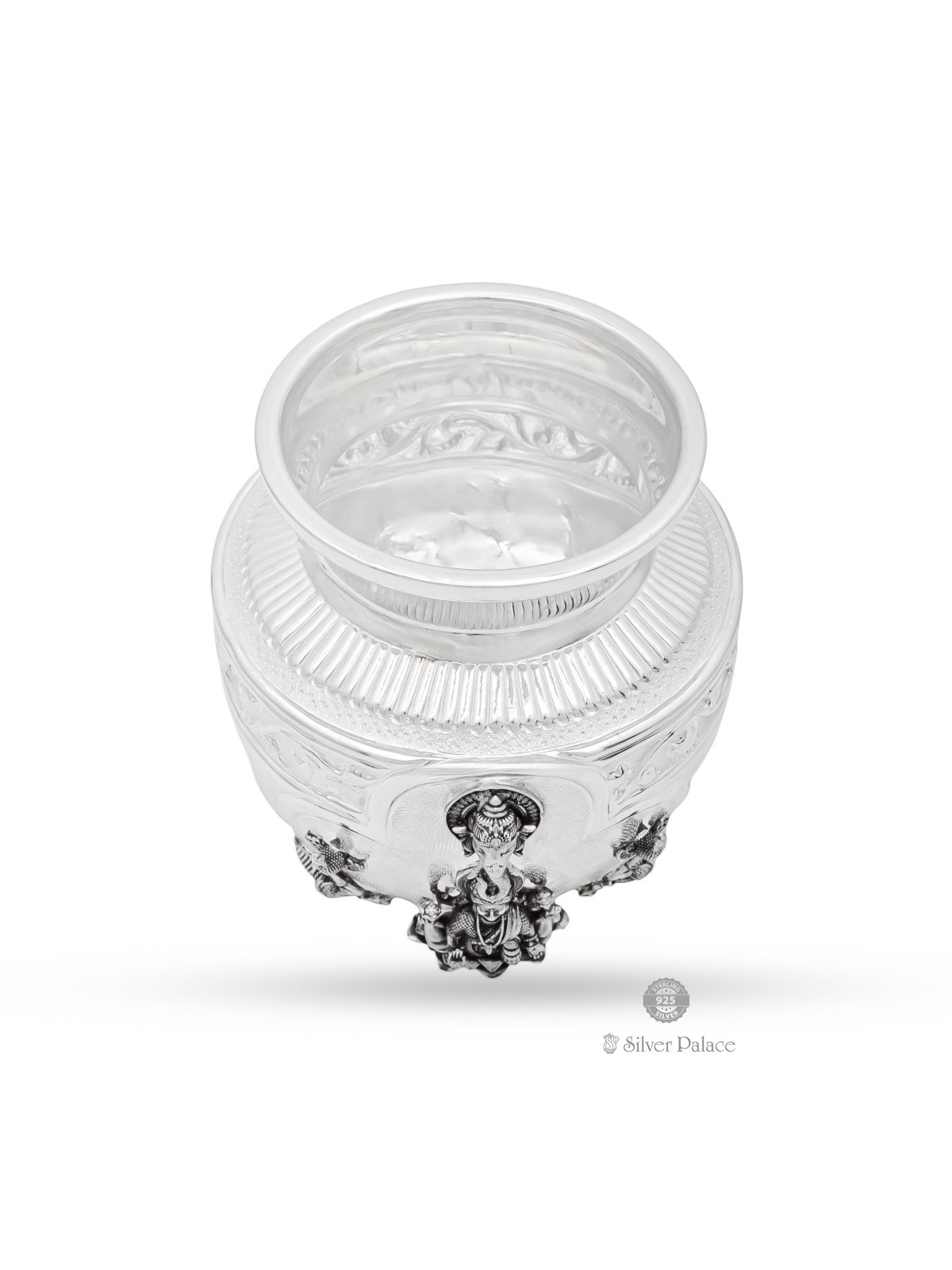 925 Sterling Silver Lakshmi With Elephant Sombu For Pooja - Silver Palace