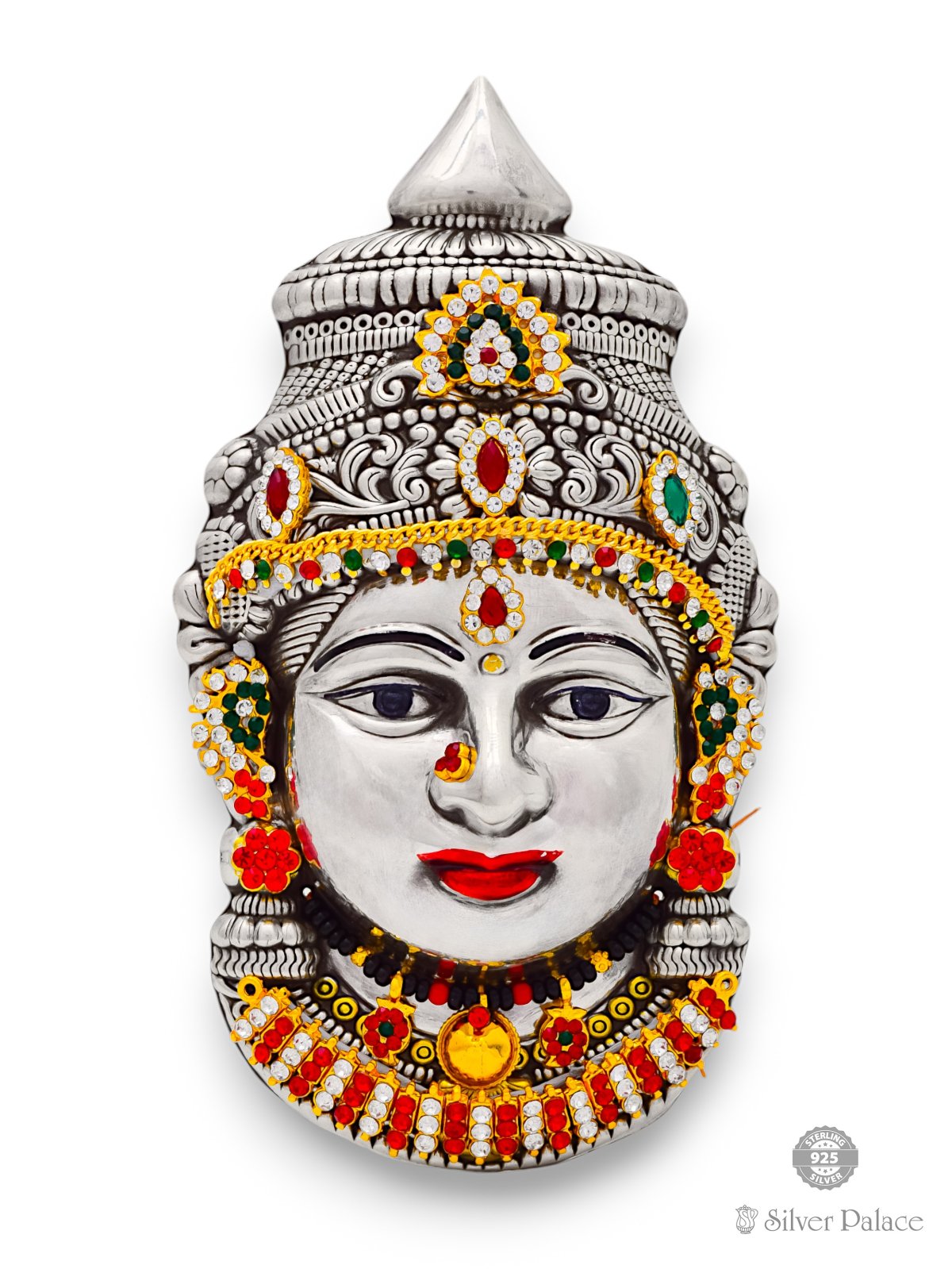 925 Sterling Silver Amman Face With Color Full Enamel And Stones ...