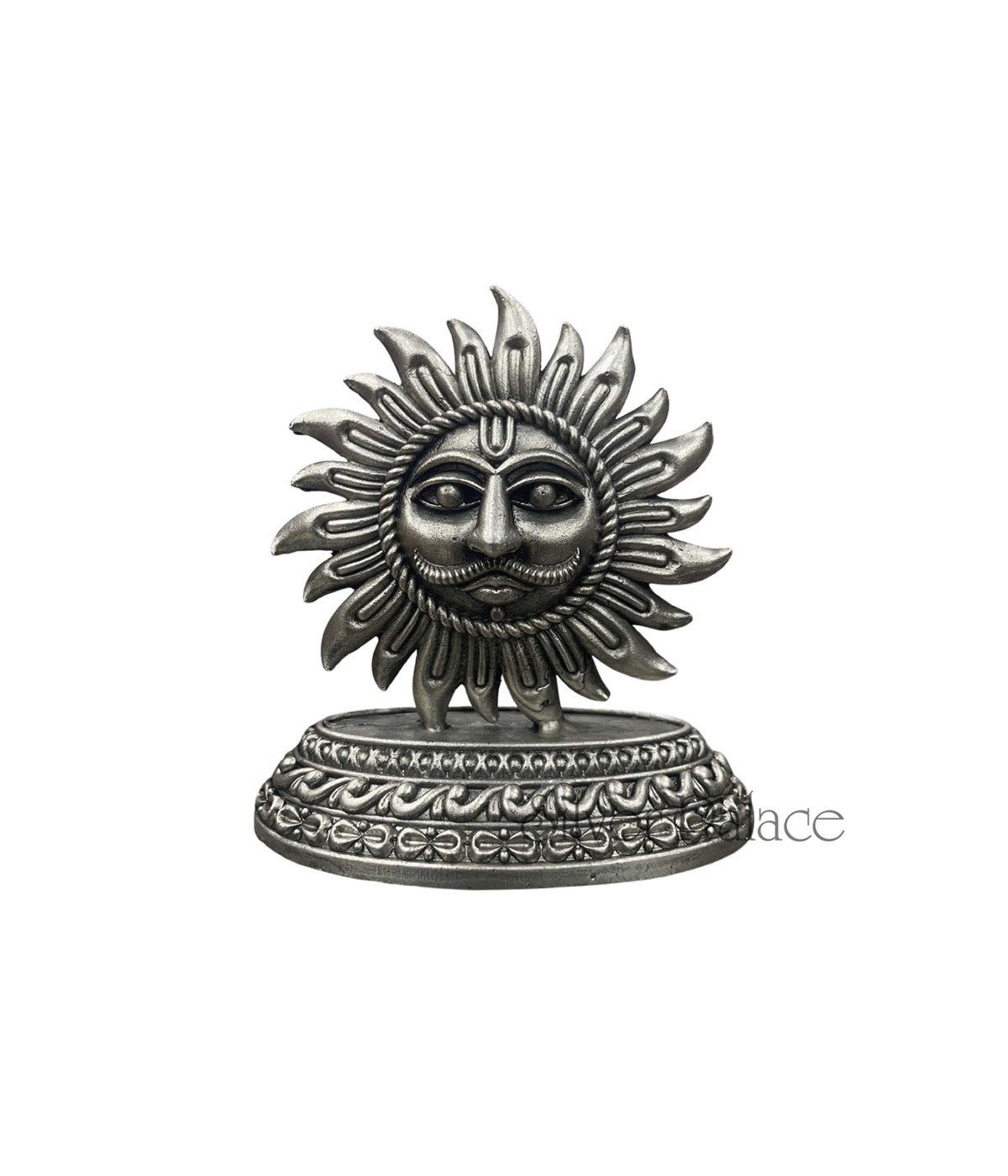 Antic Finish Sun And Moon Idol For Pooja In Silver - Silver Palace