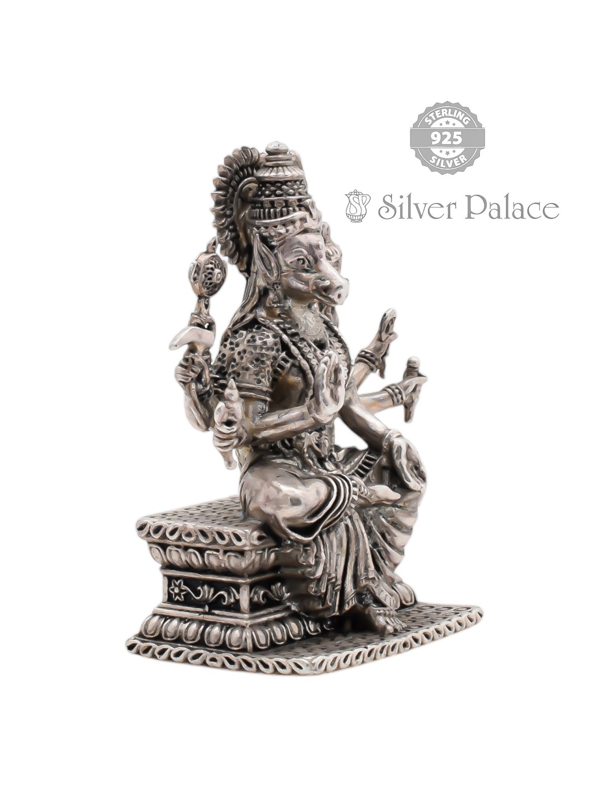 92.5 Oxidised Silver Varahi Amman Idol - Divine Strength & Protection Statue - Silver Palace