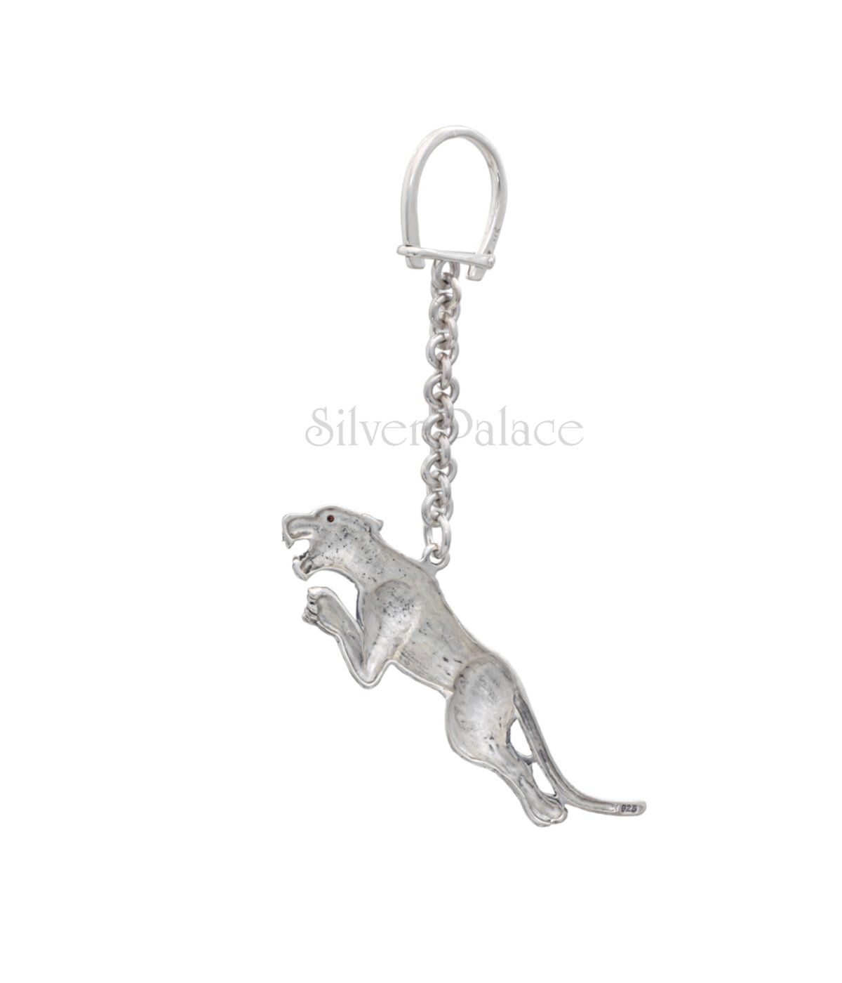925 Sterling Silver With Marcasite Leopard Keychain For Men - Silver Palace