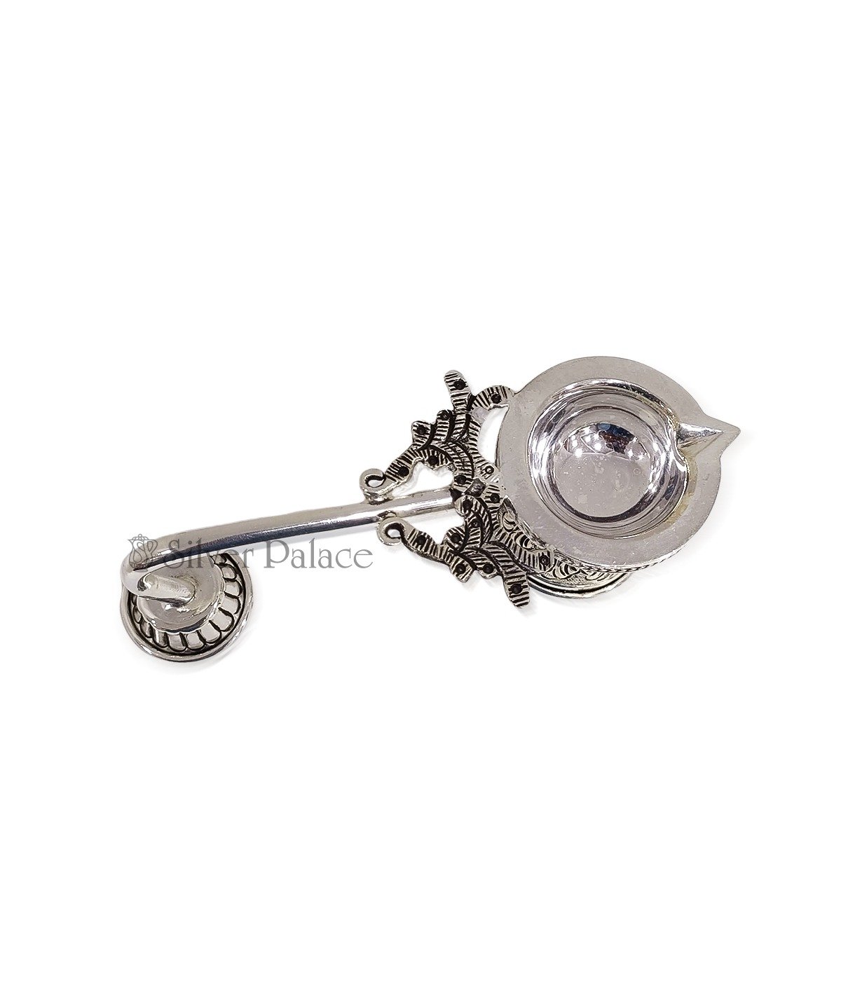 Oxidised Silver Karpuram Arathi Vilaku For Pooja - Silver Palace