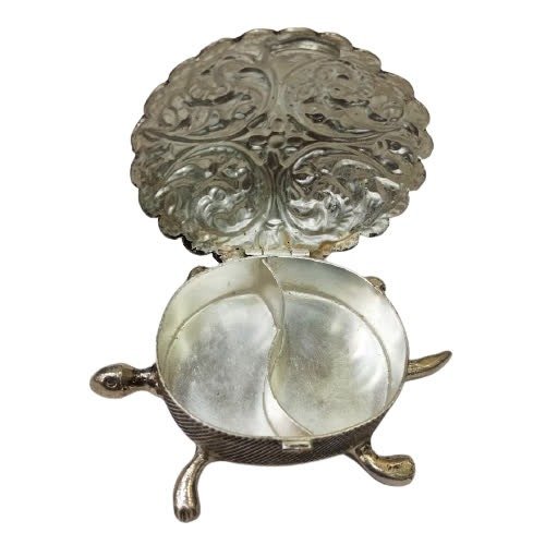 92.5 Oxidised Silver Tortoises Dry Fruit Box - Silver Palace