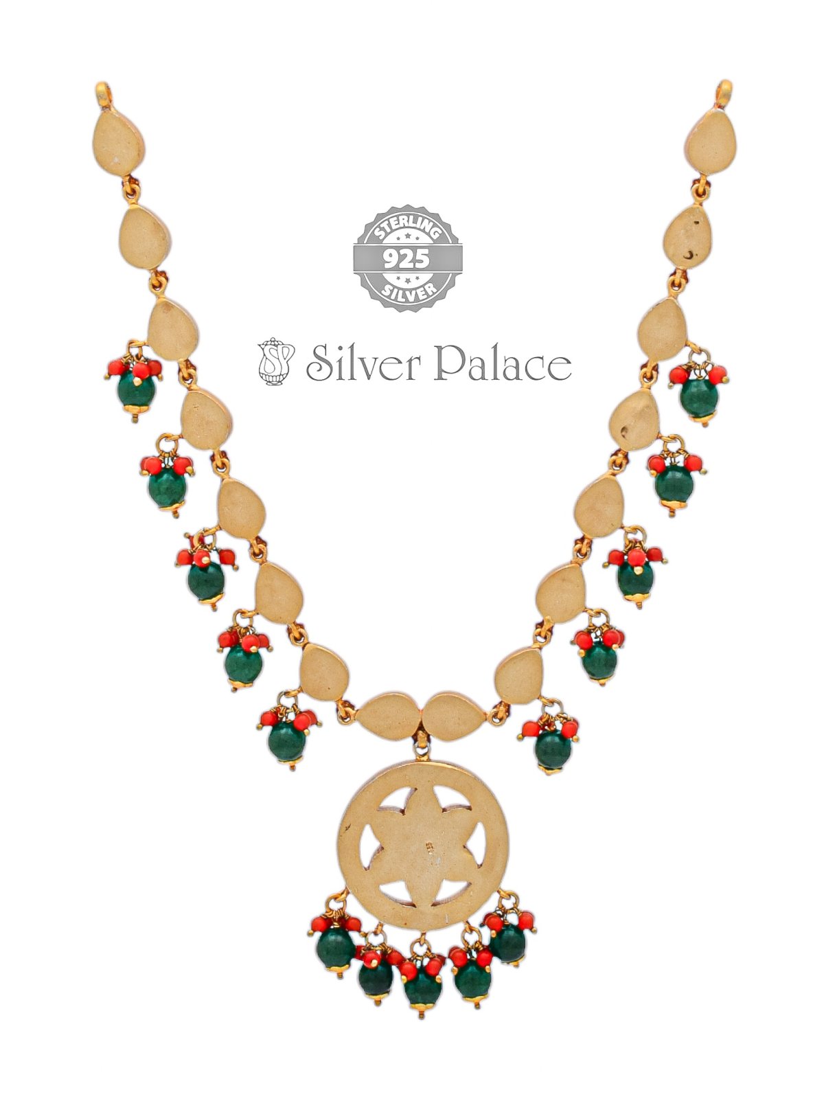 Silver Anite Collection Gold Polished Pink Stone Necklace For Women ...