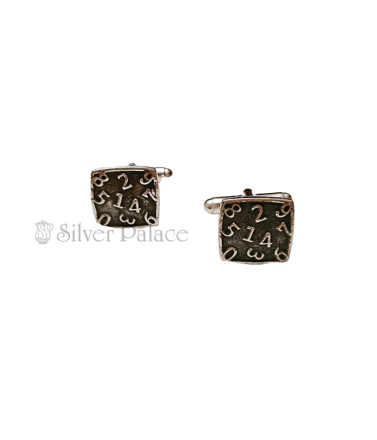 925 Oxidised Silver Numeral Design Cufflinks For Men - Silver Palace
