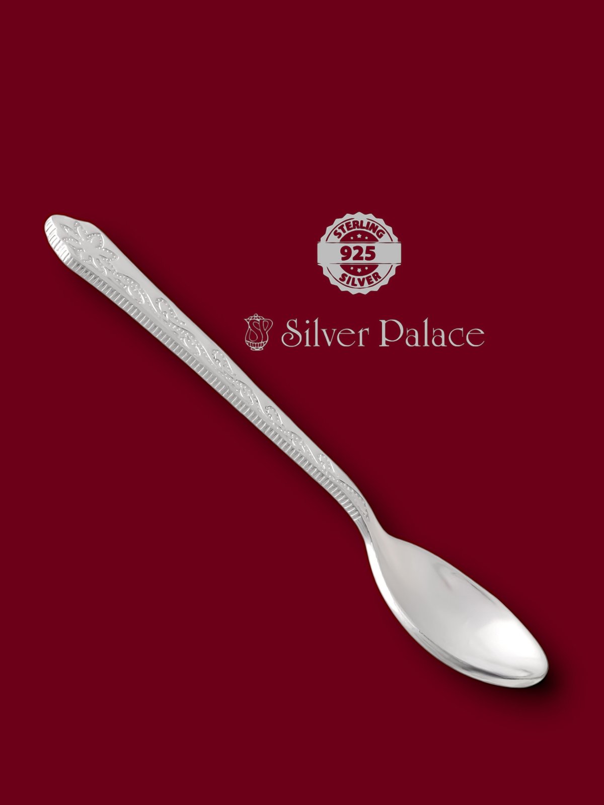 925 Silver Floral Design Filigree Spoon For Your Child - Silver Palace