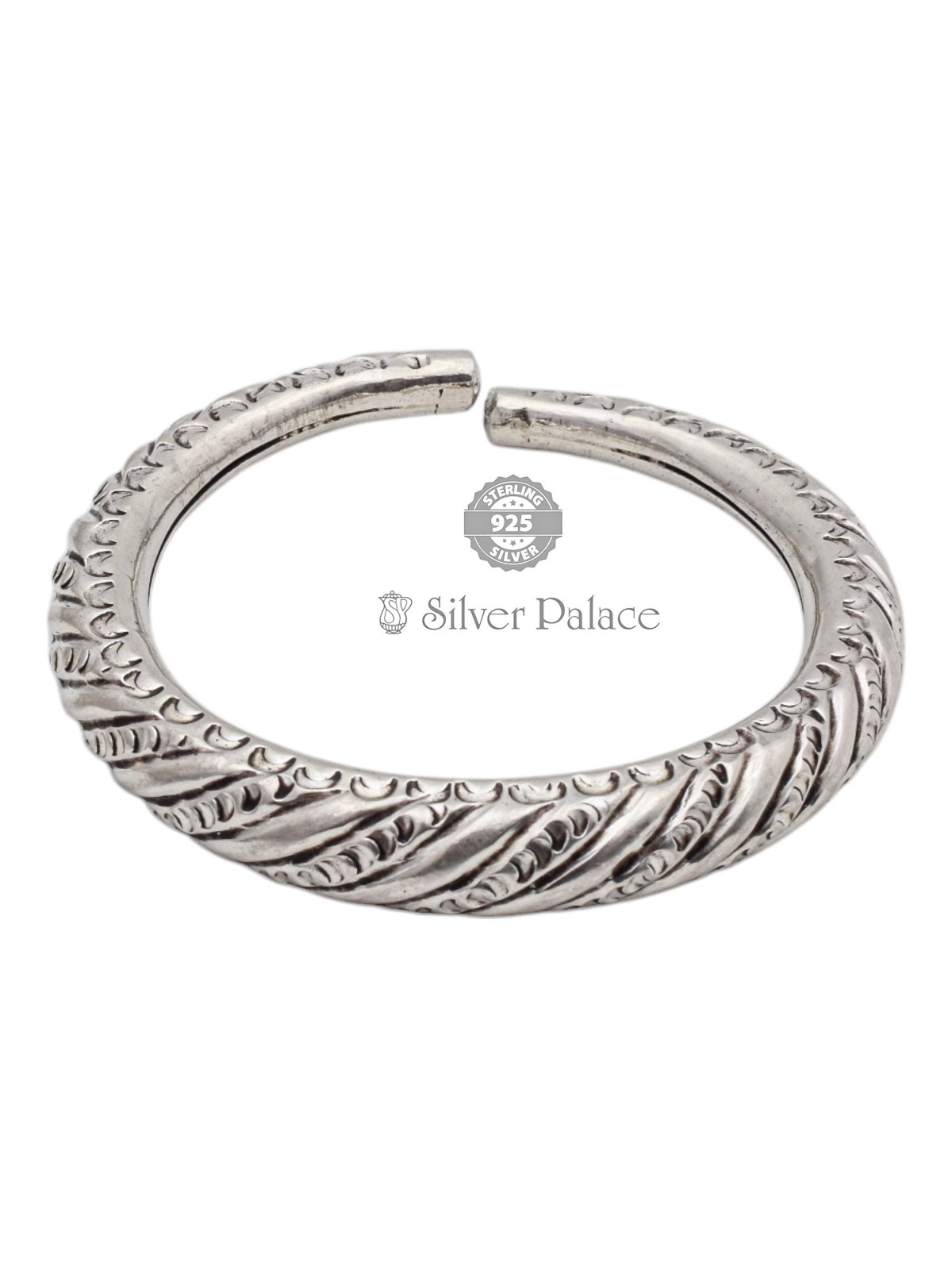92.5 Sterling Silver Adjustable Vel And Mayil Kada For Men - Silver Palace