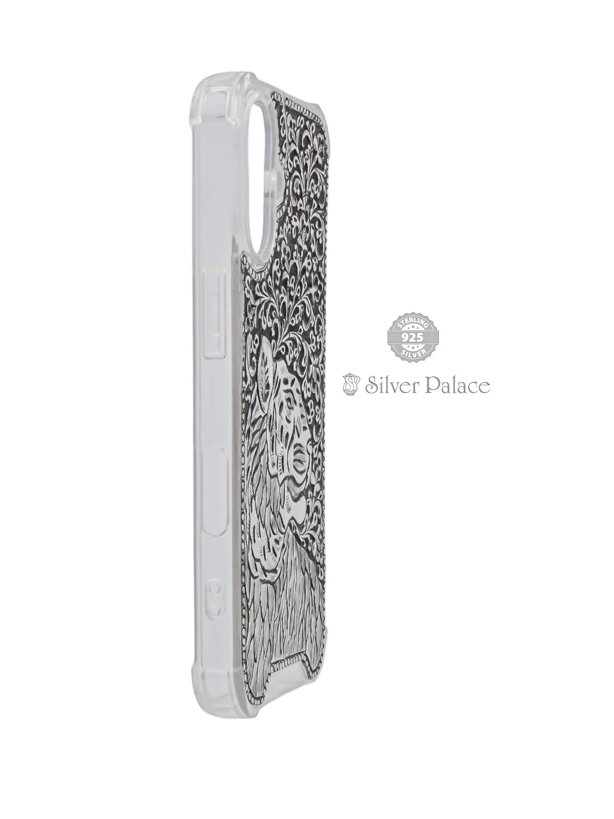 925 Sterling Silver Lion And Floral Engraved Phone Case For Iphone 16 ...