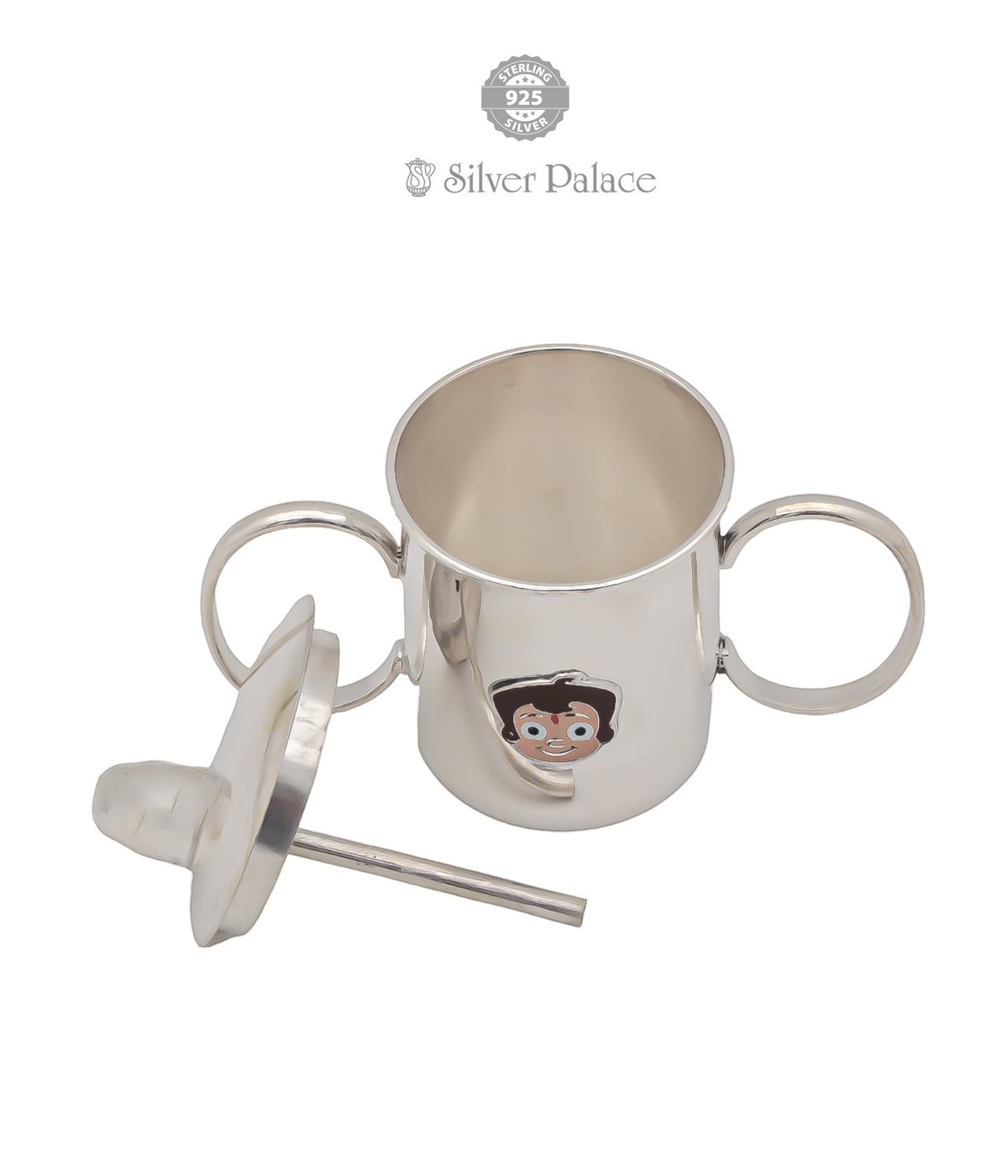 92.5 Silver Bheem Design Baby Sipper Glass For Kids - Silver Palace