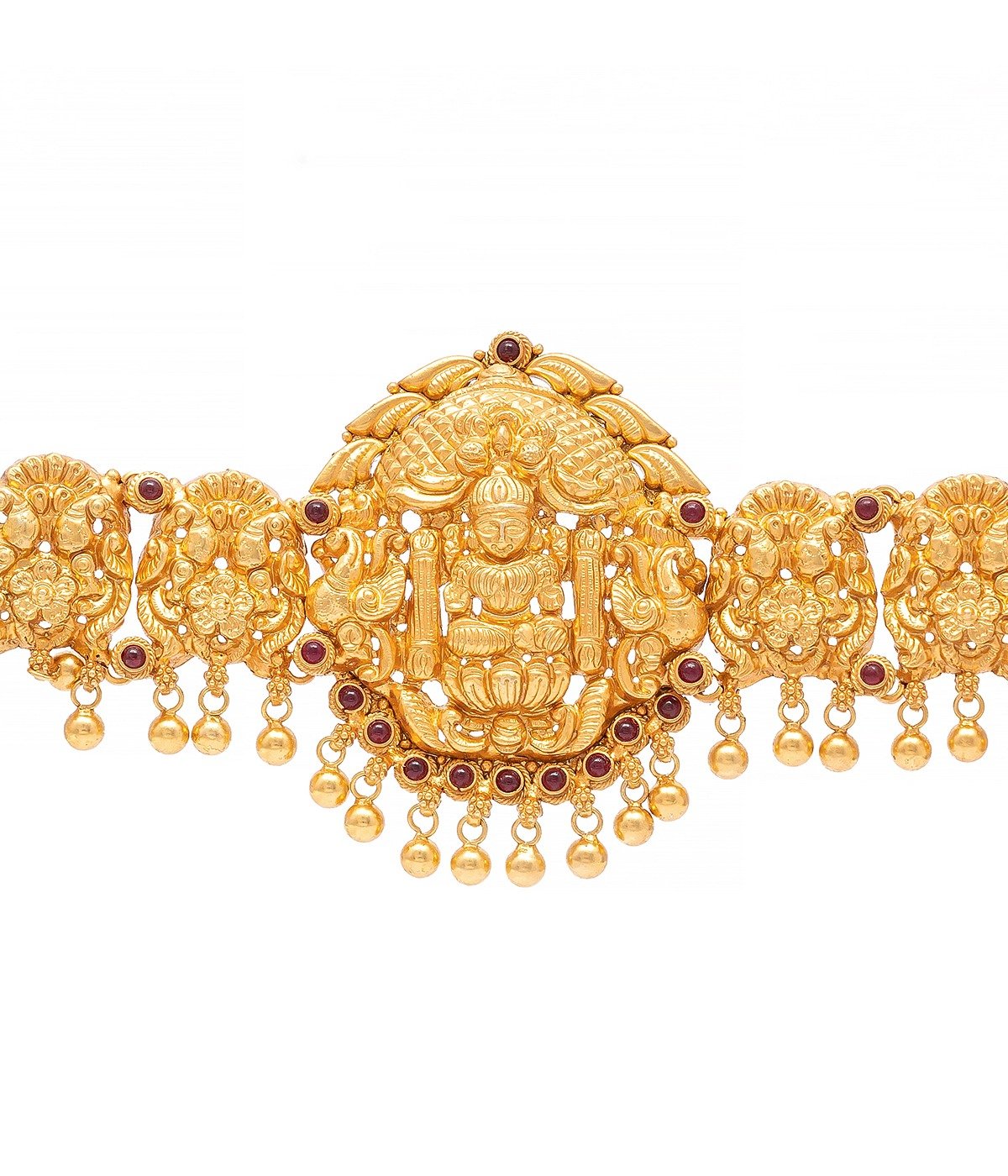 Silver Anite Collection Gold Polished Pink Stone Ottiyanam For Women ...