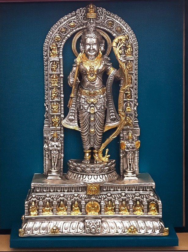 925 Silver Gold Plated Ram Lalla Idol Photo Frame - Silver Palace