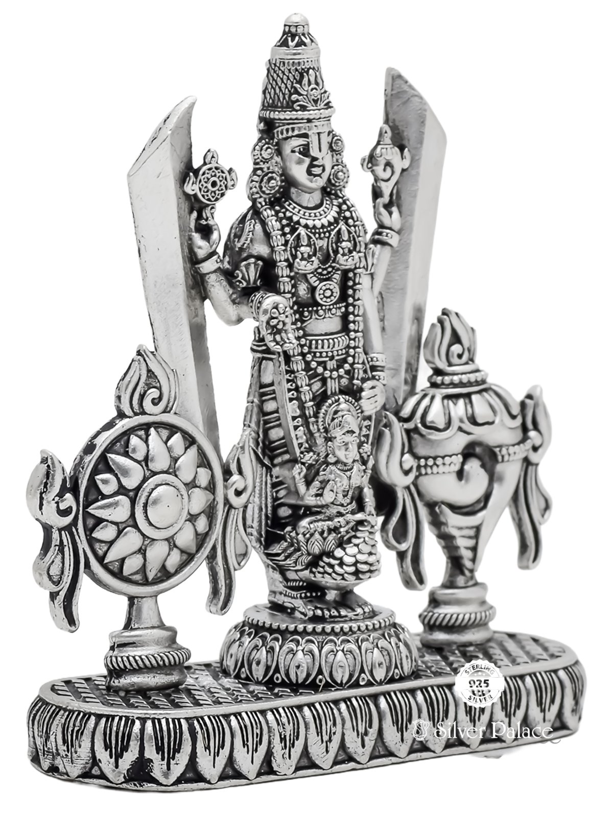925 Oxidised Silver Sangu Sakkaram Namam With Balaji Idol - Silver Palace
