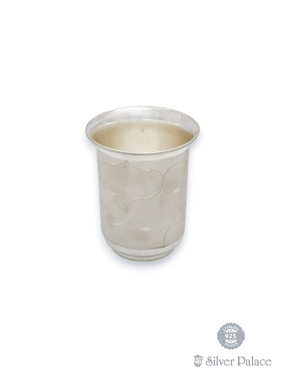925 Sterling Silver Dull Finish With Engrving Design Tumbler - Silver ...