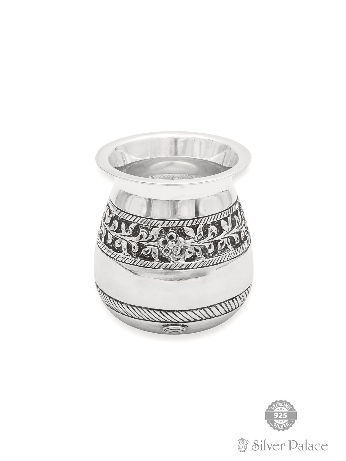 925 Oxidised Silver Floral Deisgn Sombu For Gifts - Silver Palace