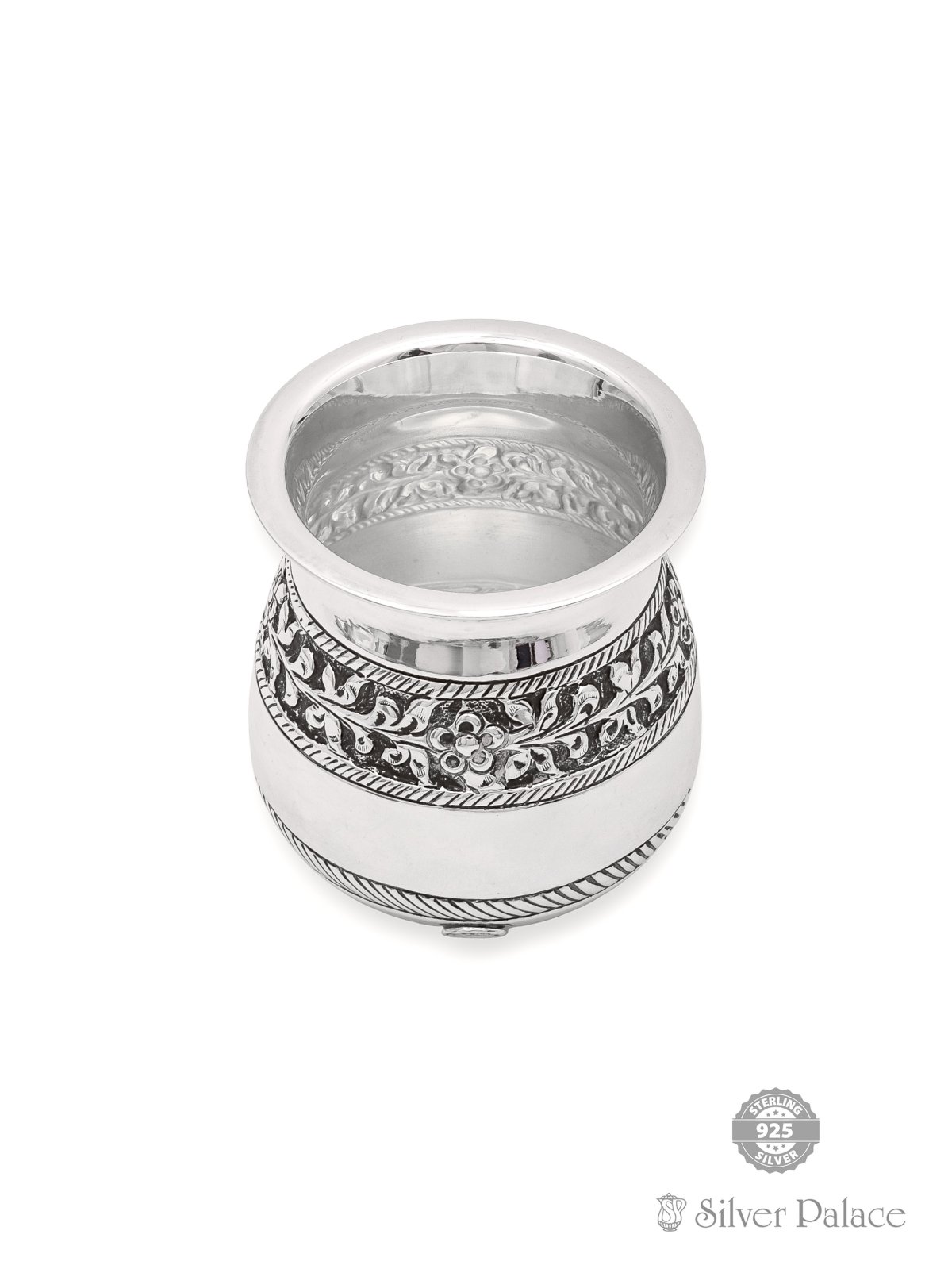 925 Oxidised Silver Floral Deisgn Sombu For Gifts - Silver Palace